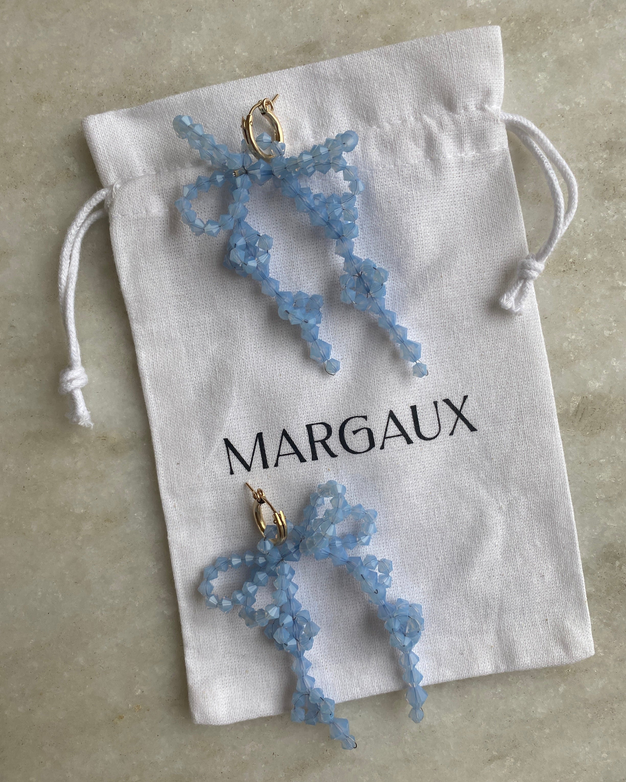 Double Bow Earrings ~ Blue Opal – Margaux Studios